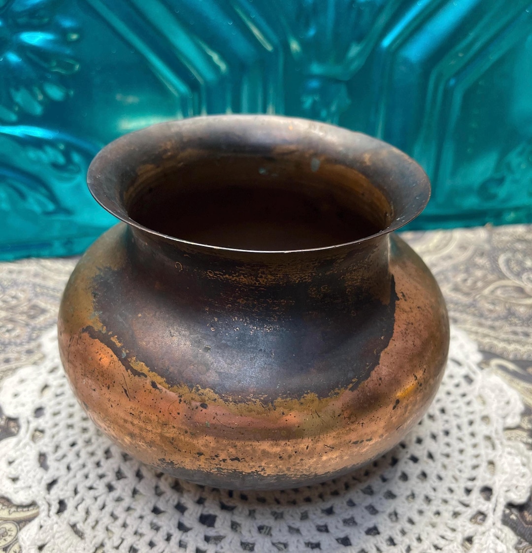 Antique or Vintage Small Copper Pot- Ceremonial Water Pot - Planter ...