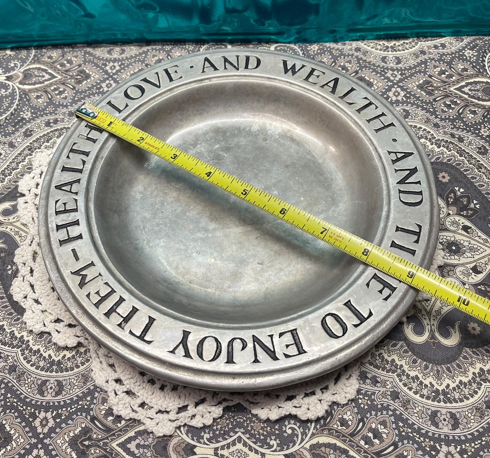Vintage Pewter Plate - Aged - Etsy