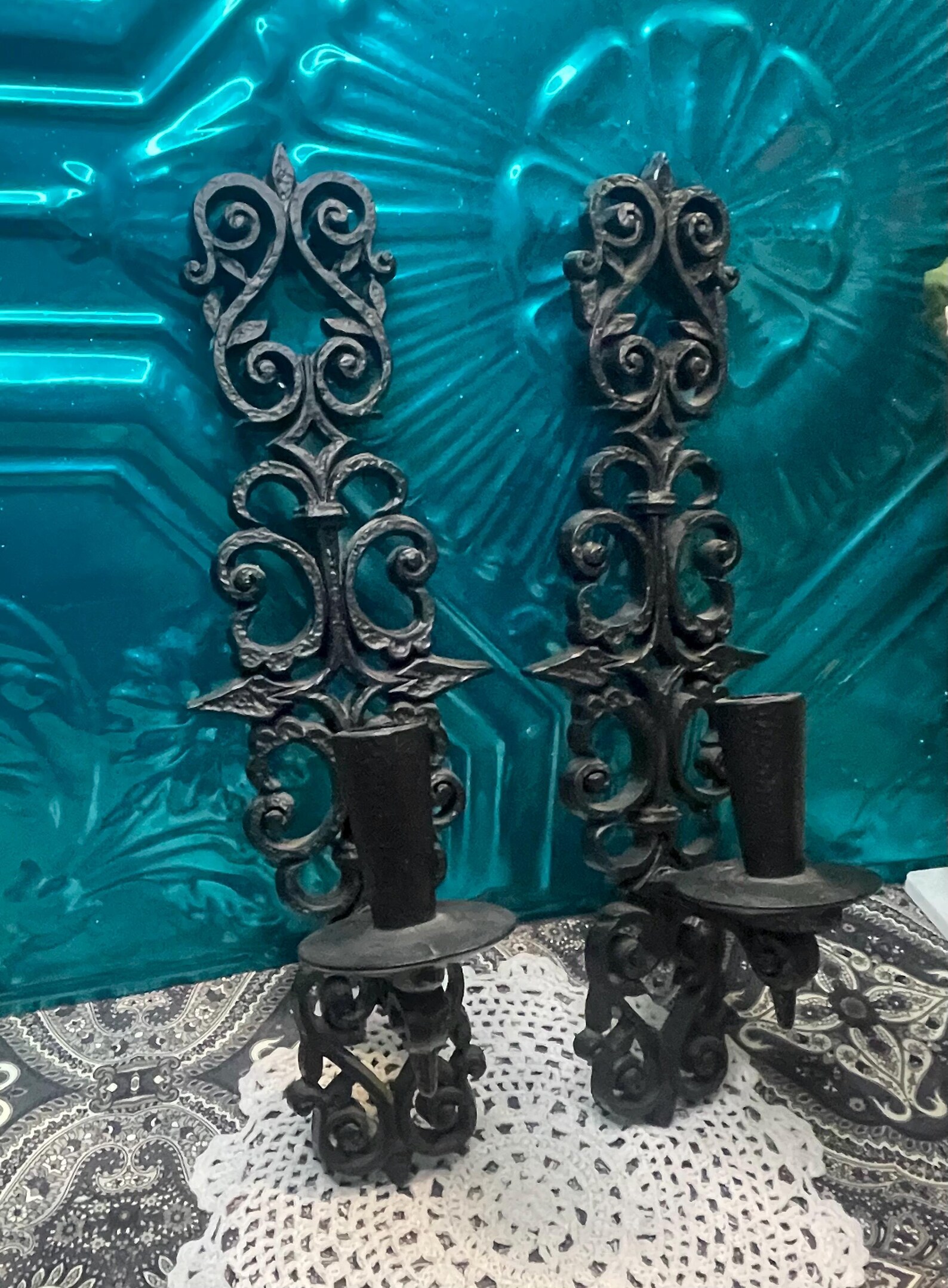 Vintage Ornate Black Plastic Wall Sconces Gothic Style Set of 2 - Etsy