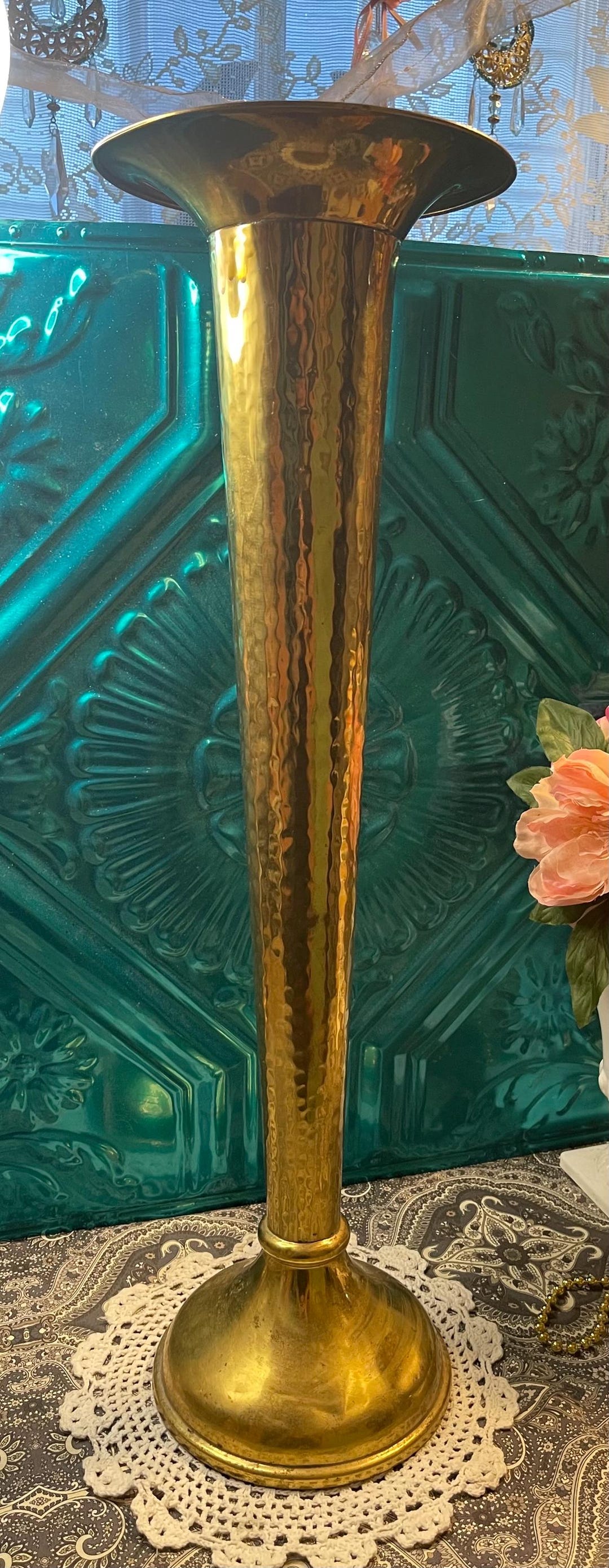 Vintage 24 Inches Tall Hammered Brass Vase -church-altar Vase- Aged ...