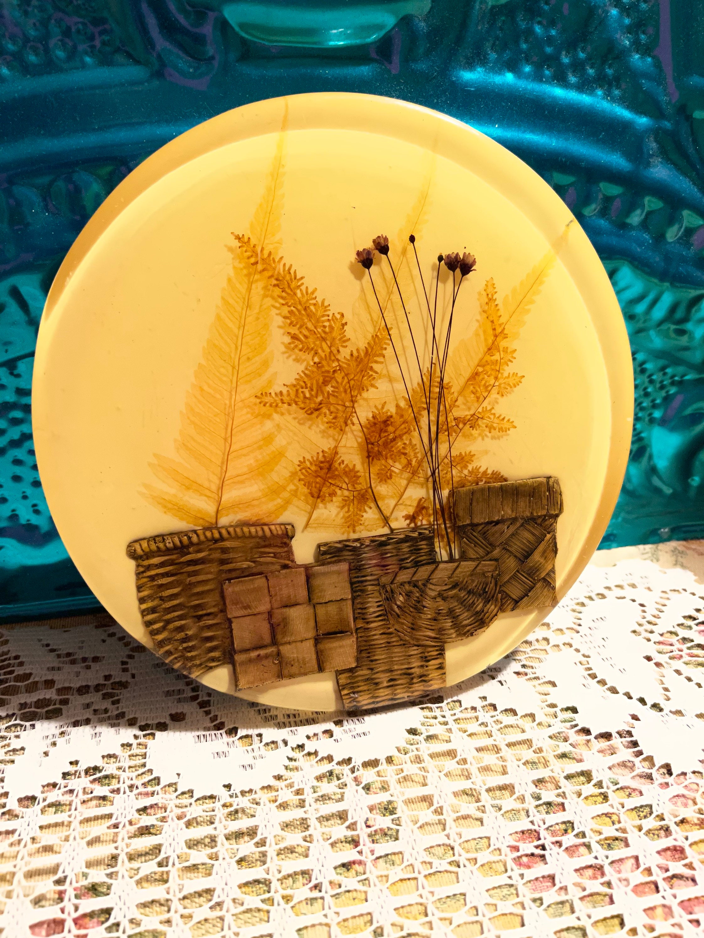 Vintage Lucite Trivet With Dried Flowers Cottage Decor | Etsy