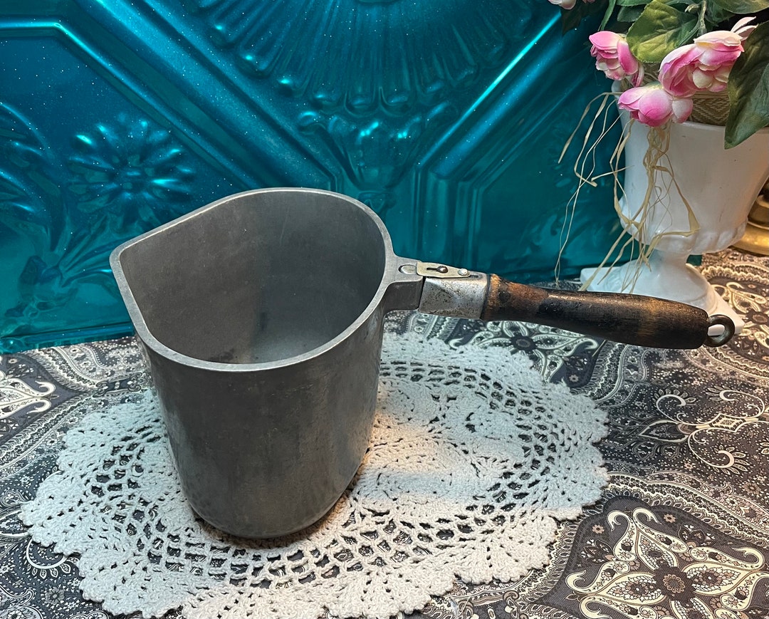 Vintage Rustic Metal Pot With Removable Wood Handle- No Lid - Aged - Etsy
