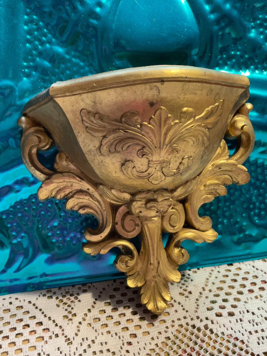 Vintage Ornate Plastic Gold Colored Wall Planter Victorian Style ...