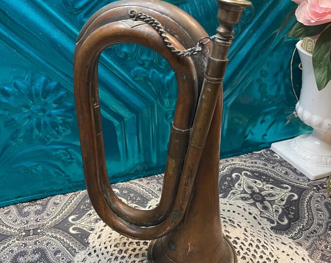 Vintage Copper and Brass Bugle Horn Decor - Aged - Etsy