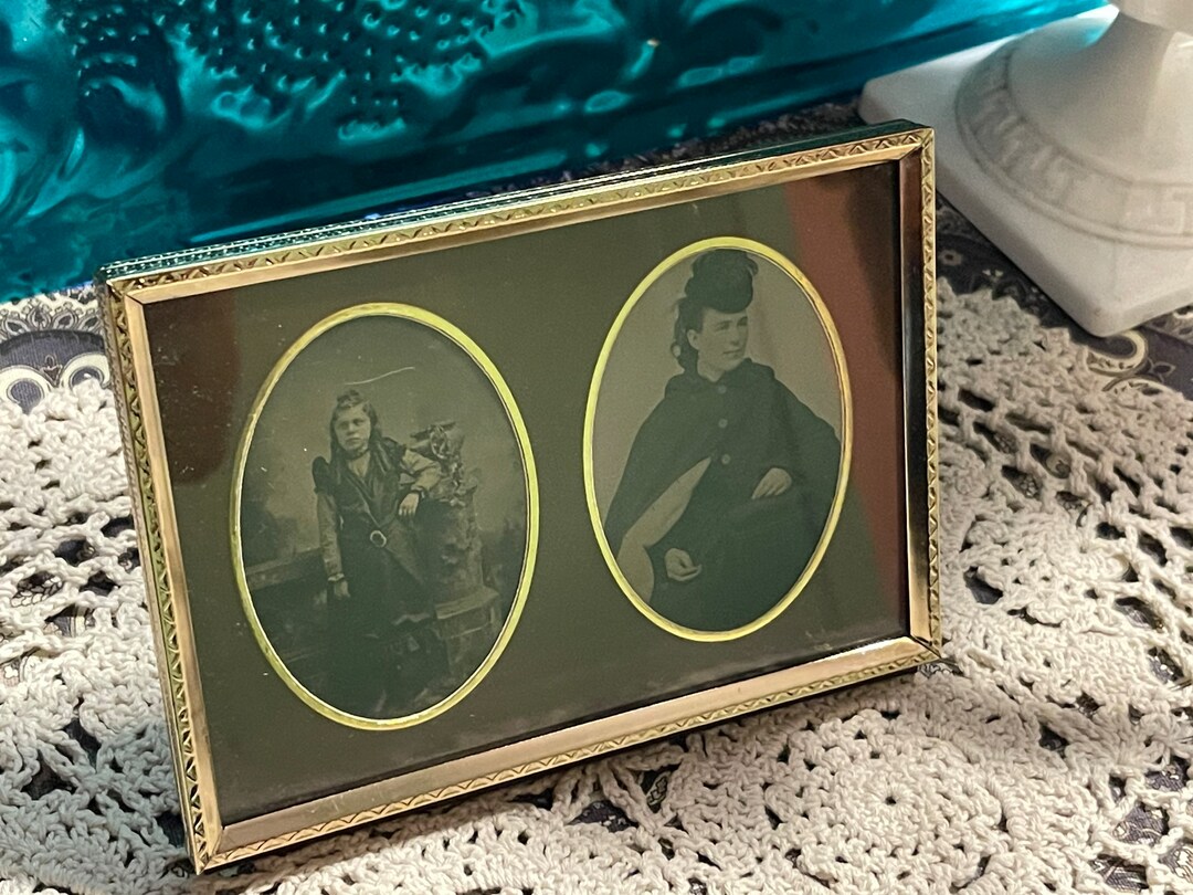 Antique Victorian Small Tintype Photos in Gold Tone Metal Frame - Etsy