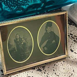 Antique Victorian Small Tintype Photos in Gold Tone Metal Frame - Etsy