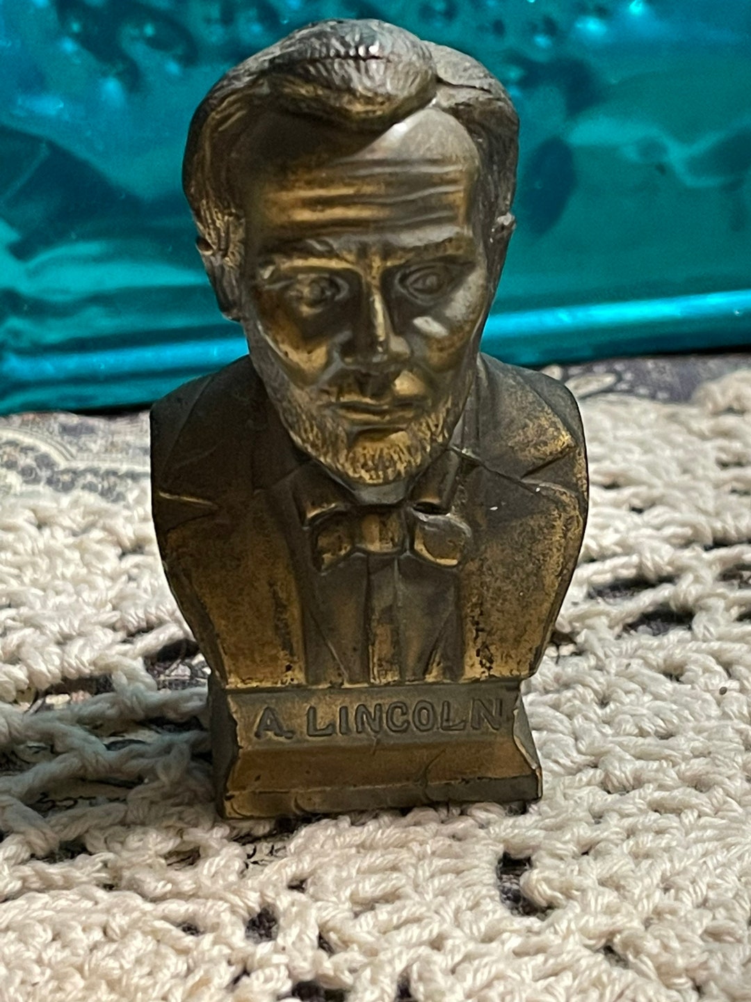 Vintage Miniature Cast Metal Lincoln Bust- Aged - Etsy