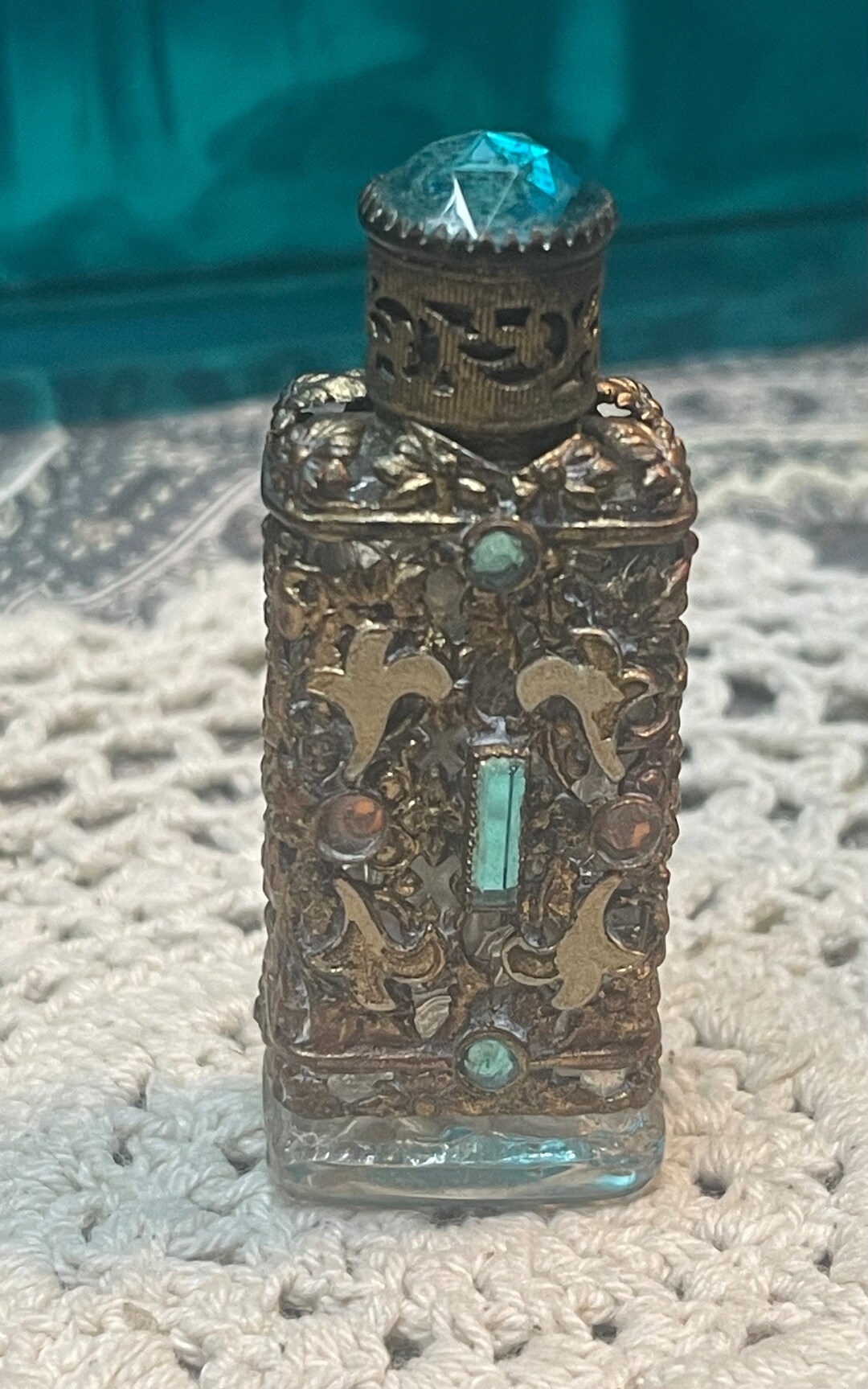 Antique Filigree Miniature Perfume Bottle - Aged- Missing Stones - Etsy