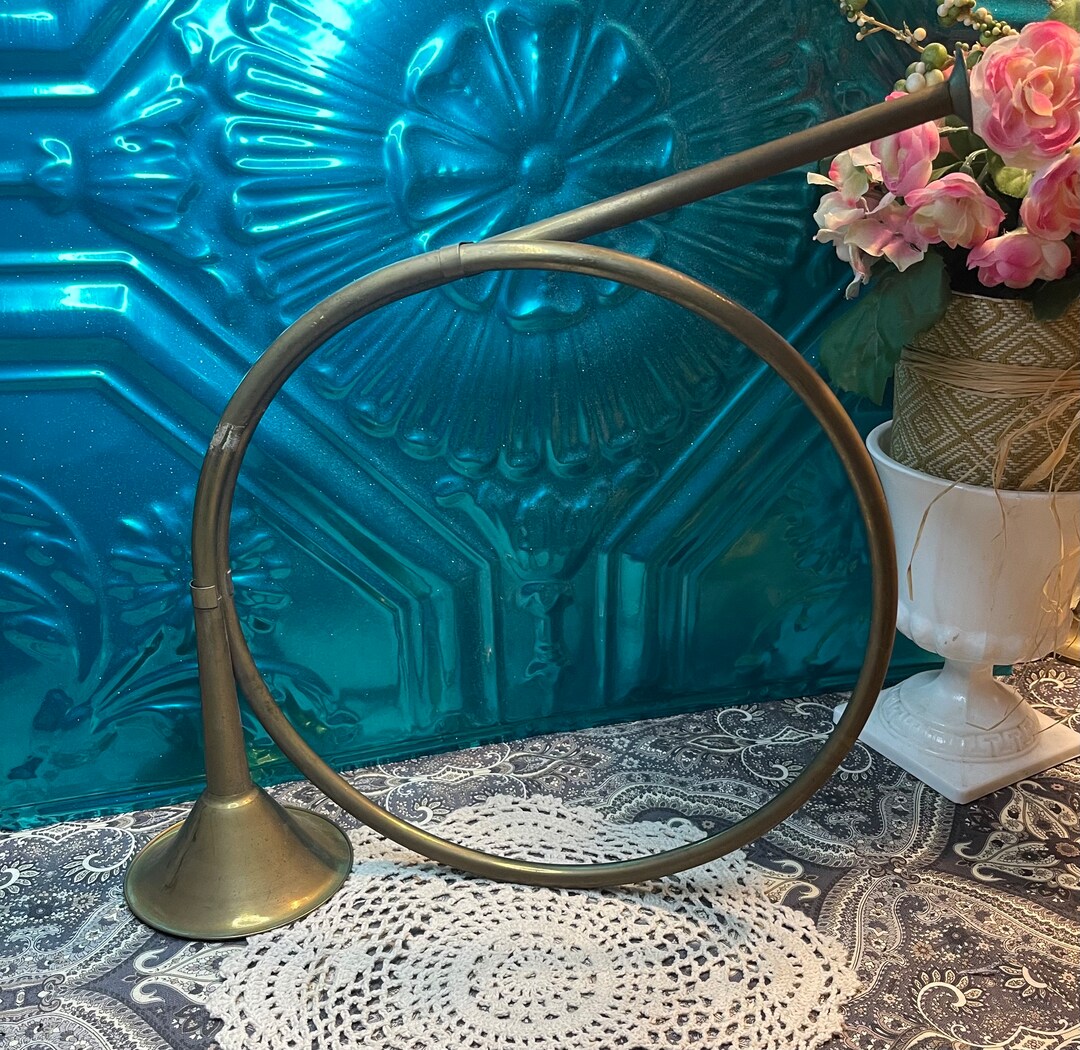 Vintage Large Brass French Horn Decor - Aged - Patina - Etsy