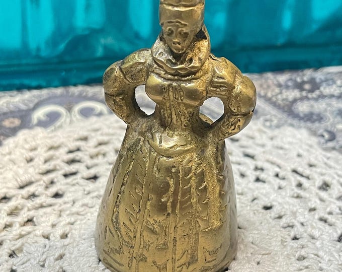 Vintage Small Colonial Style Lady Brass Bell With Feet Shaped Clapper ...