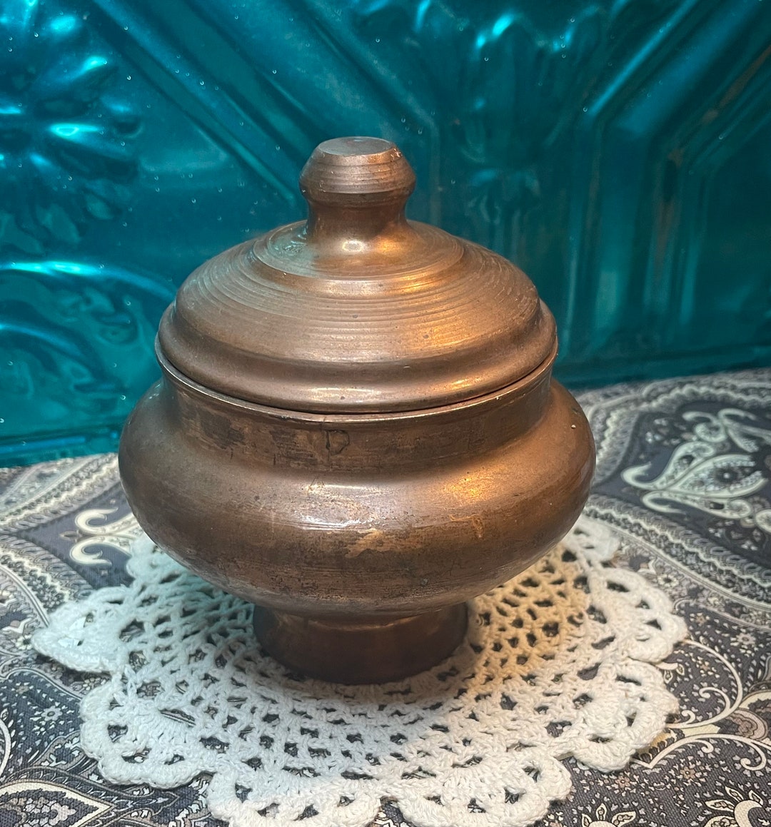 Vintage Unique Small Copper Container With Lid - Etsy