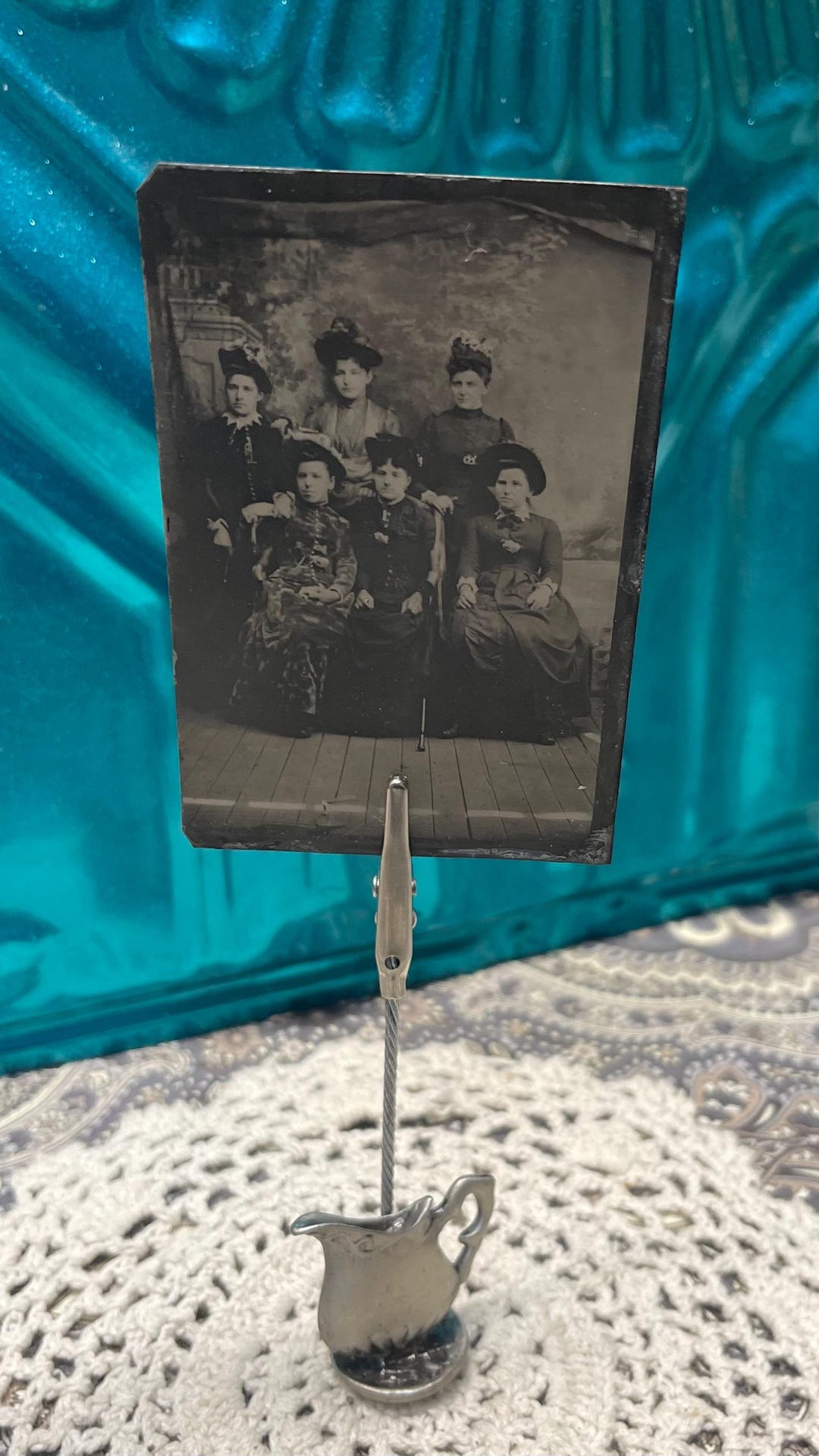 Vintage Pewter Photo Holder - Card Holder With Authentic Victorian ...