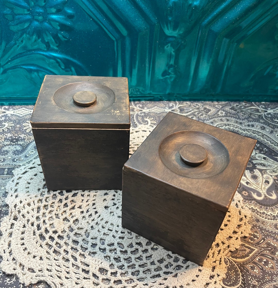 Vintage Set of 2 Little Wood Boxes- Containers With Lid - Aged - Etsy