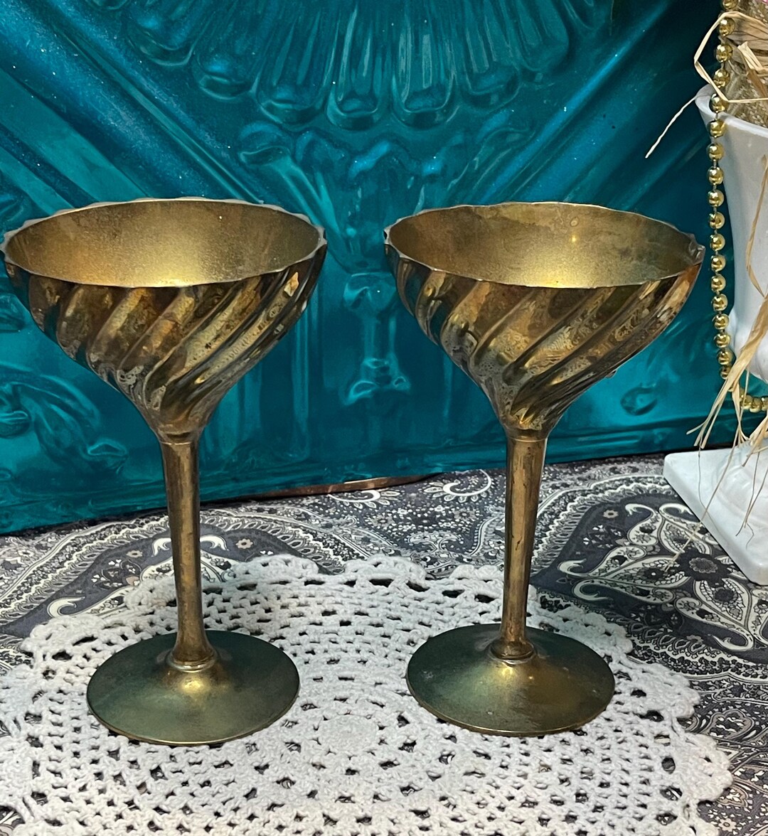 Vintage Sturdy Brass Goblets - Offering Cups- Set of 2- Aged - Etsy