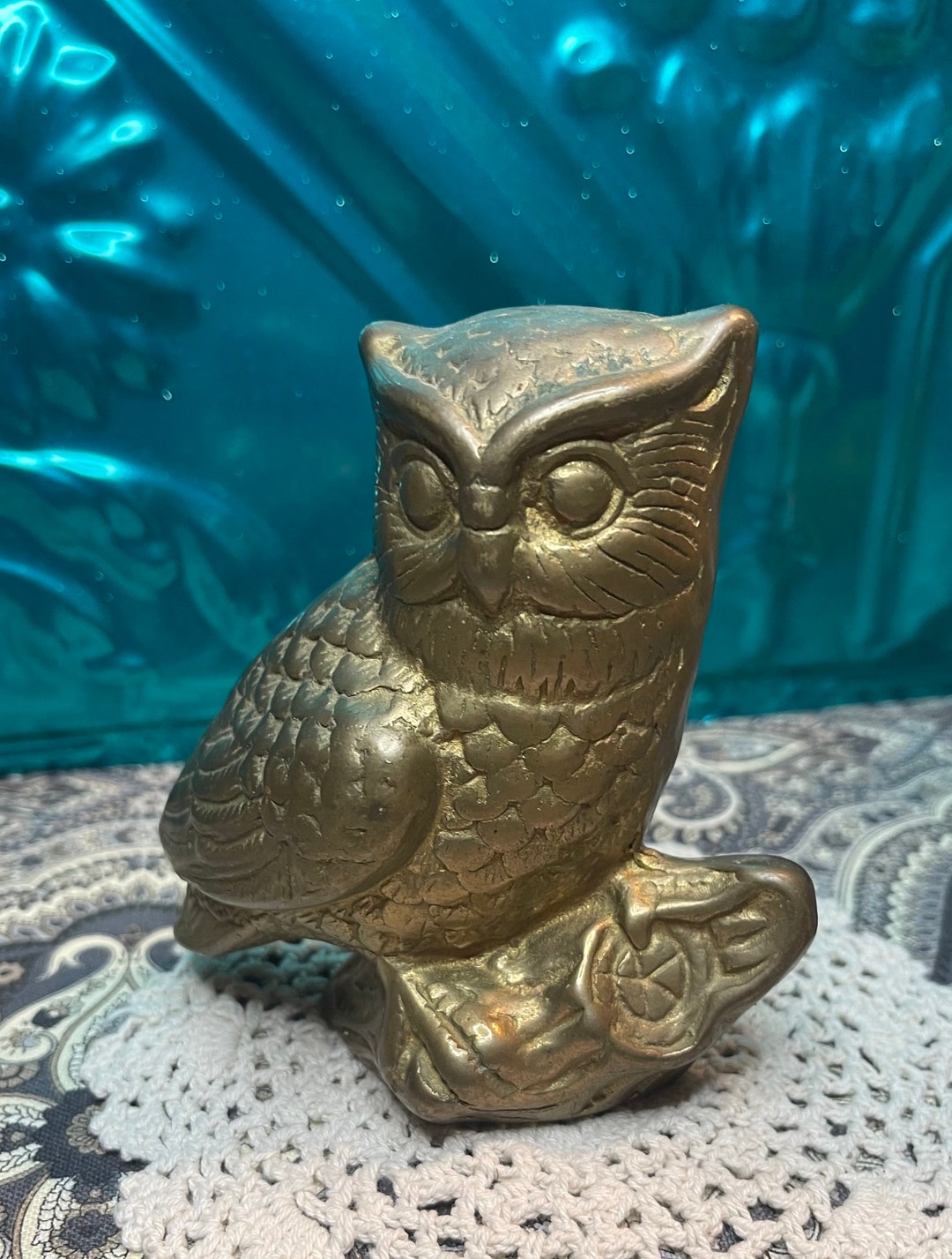 Vintage Brass Owl Figurine - Etsy