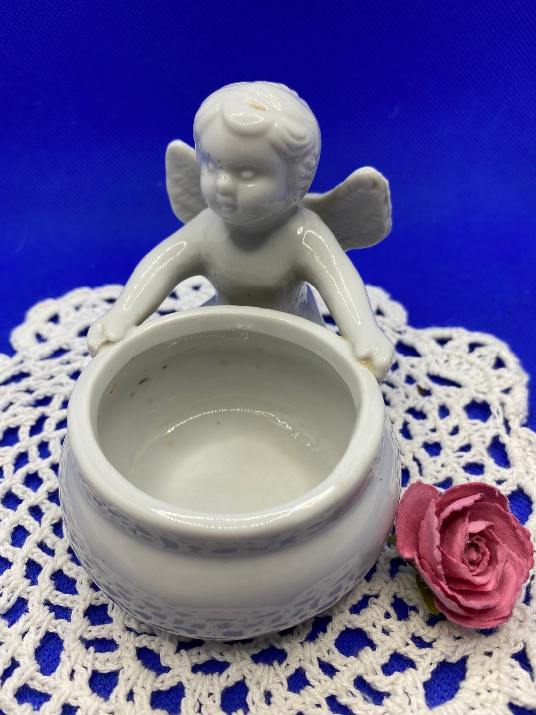 Vintage Ceramic Cherub Trinket Dish, Jewelry Dish, Mini Planter - Etsy