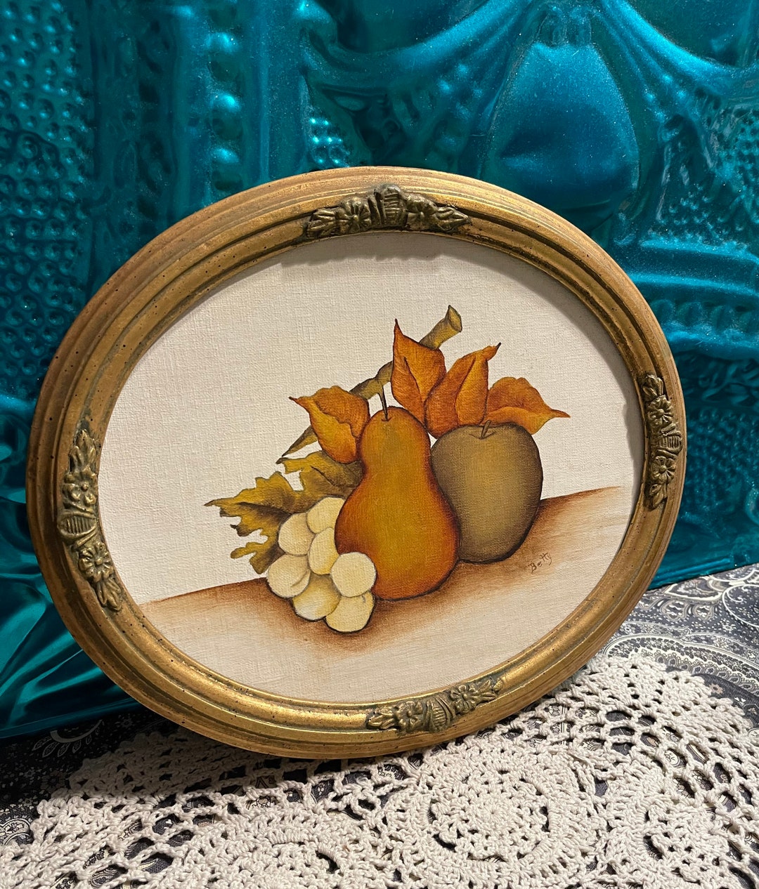 Vintage Ornate Gilded Wood Framed Painting - Fruit Still Life- No Glass ...