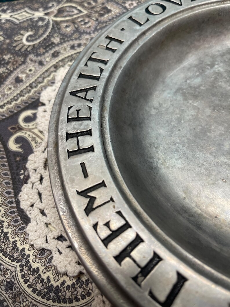 Vintage Pewter Plate - Aged - Etsy