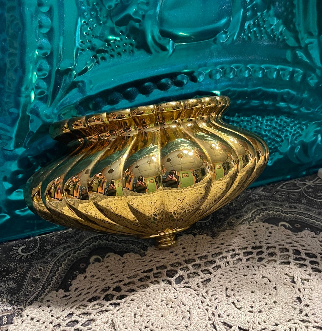 Vintage Shiny Gold Plastic Wall Pocket - Etsy