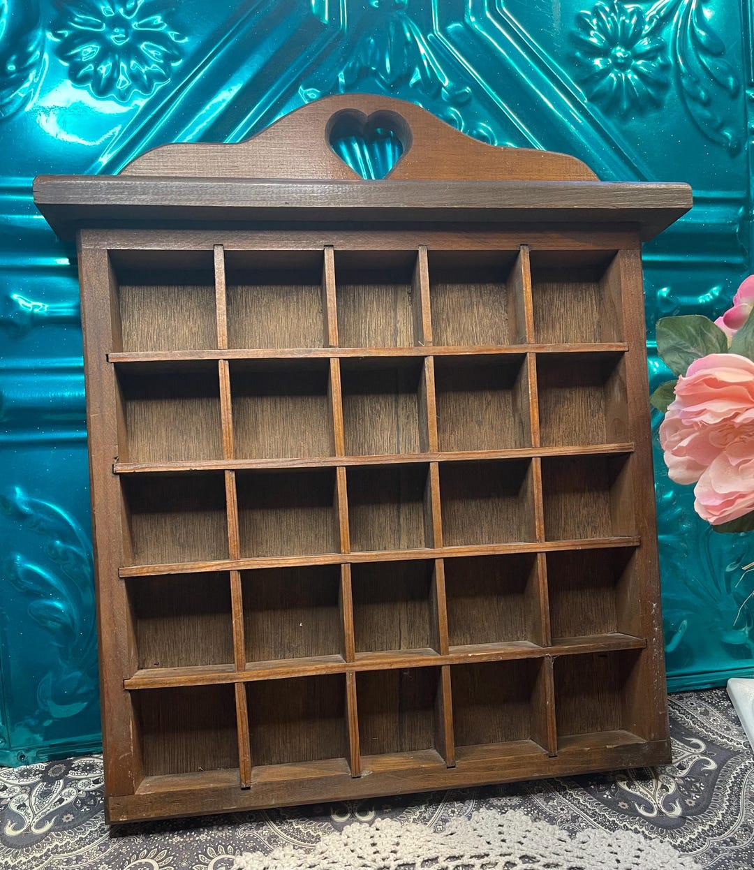 Vintage Large Wood Crystal Mini Trinket Display Box Wall Hanging With ...