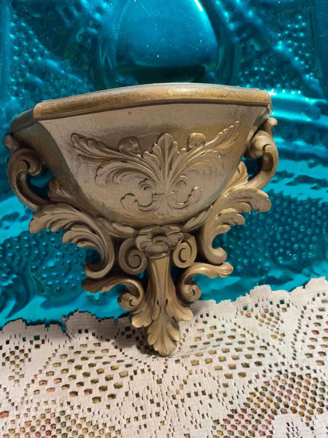 Vintage Ornate Plastic Gold Colored Wall Planter Victorian Style -paint ...