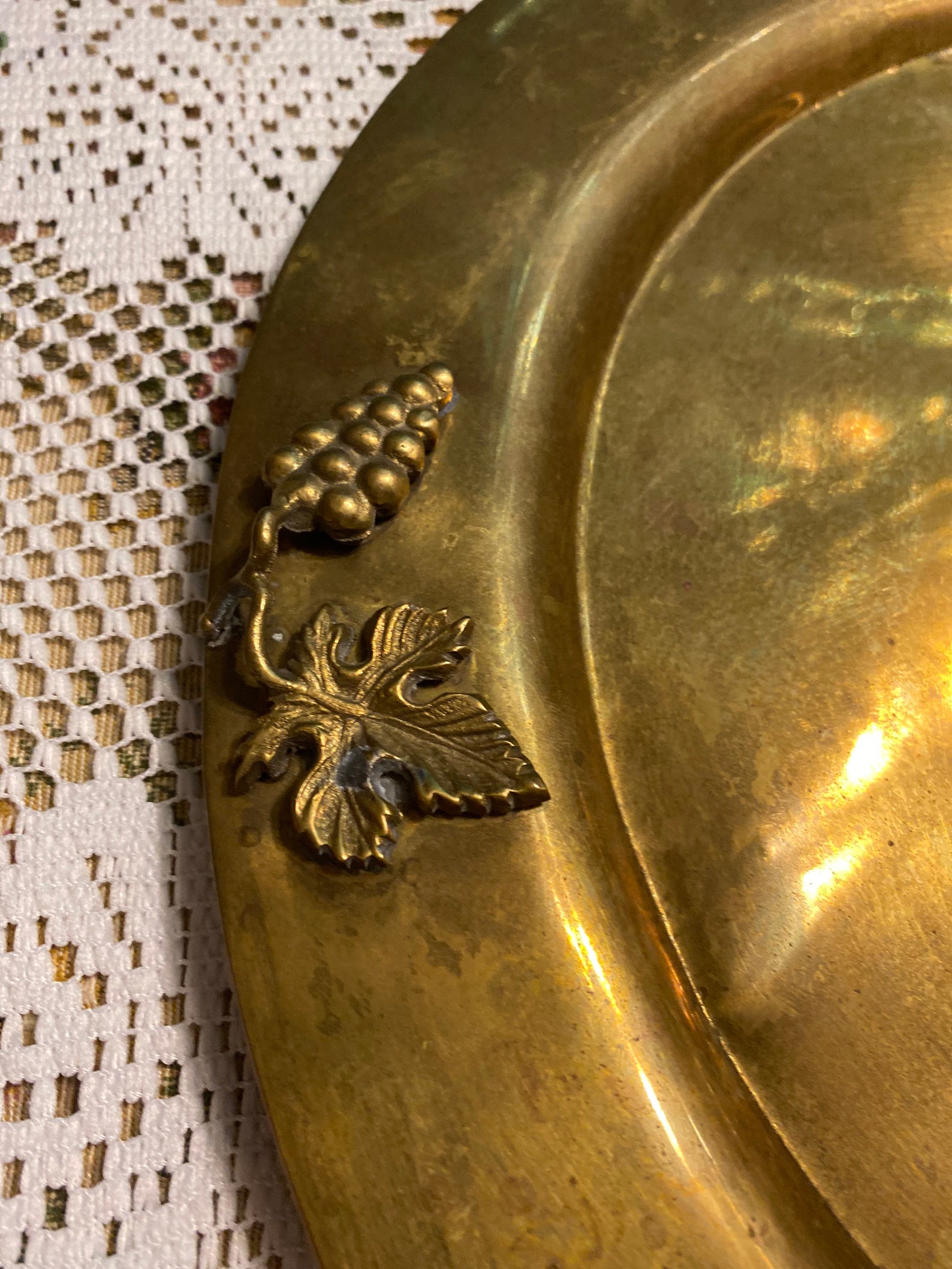 Vintage large brass tray grape design Andrea by Sadek | Etsy