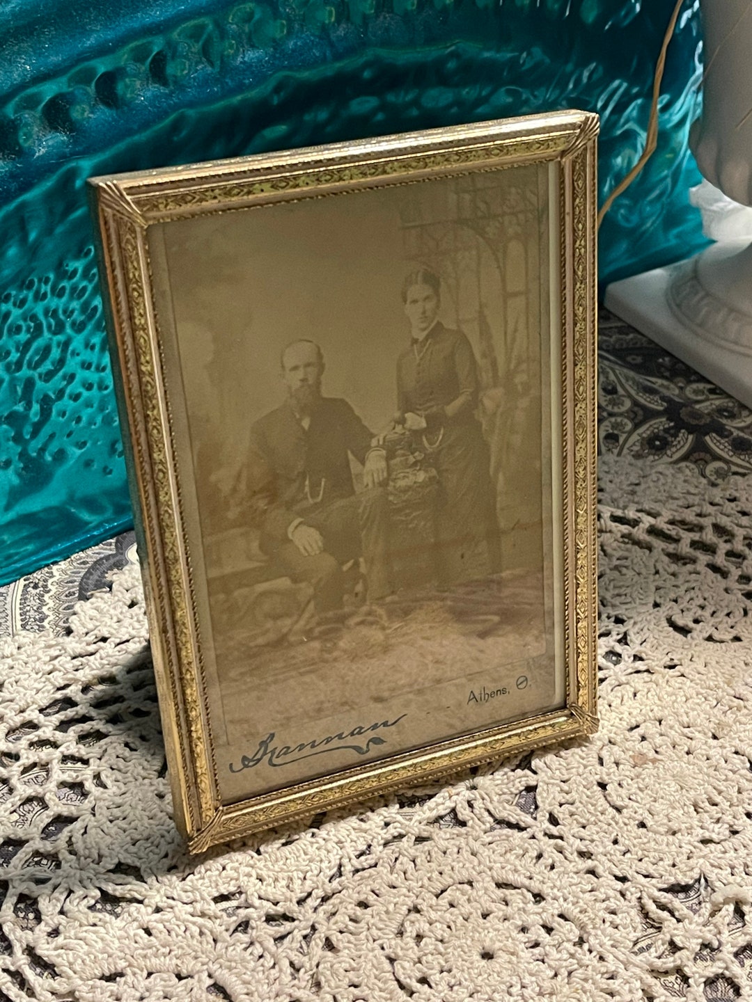 Antique Victorian Photo Card in Ornate Vintage Metal Frame - Etsy