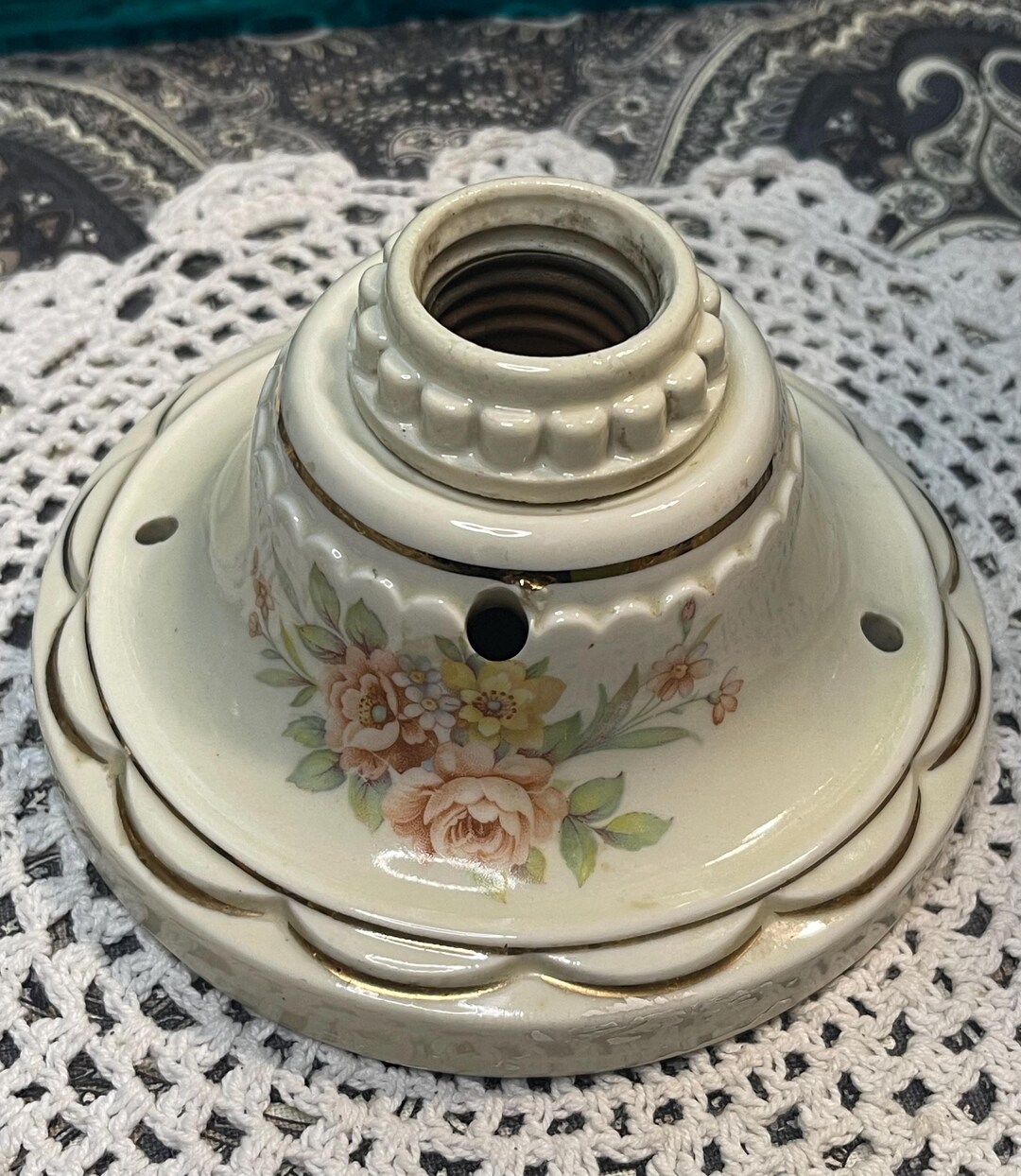 Antique or Vintage Ceramic Ceiling Mount Light Fixture- Rewiring ...