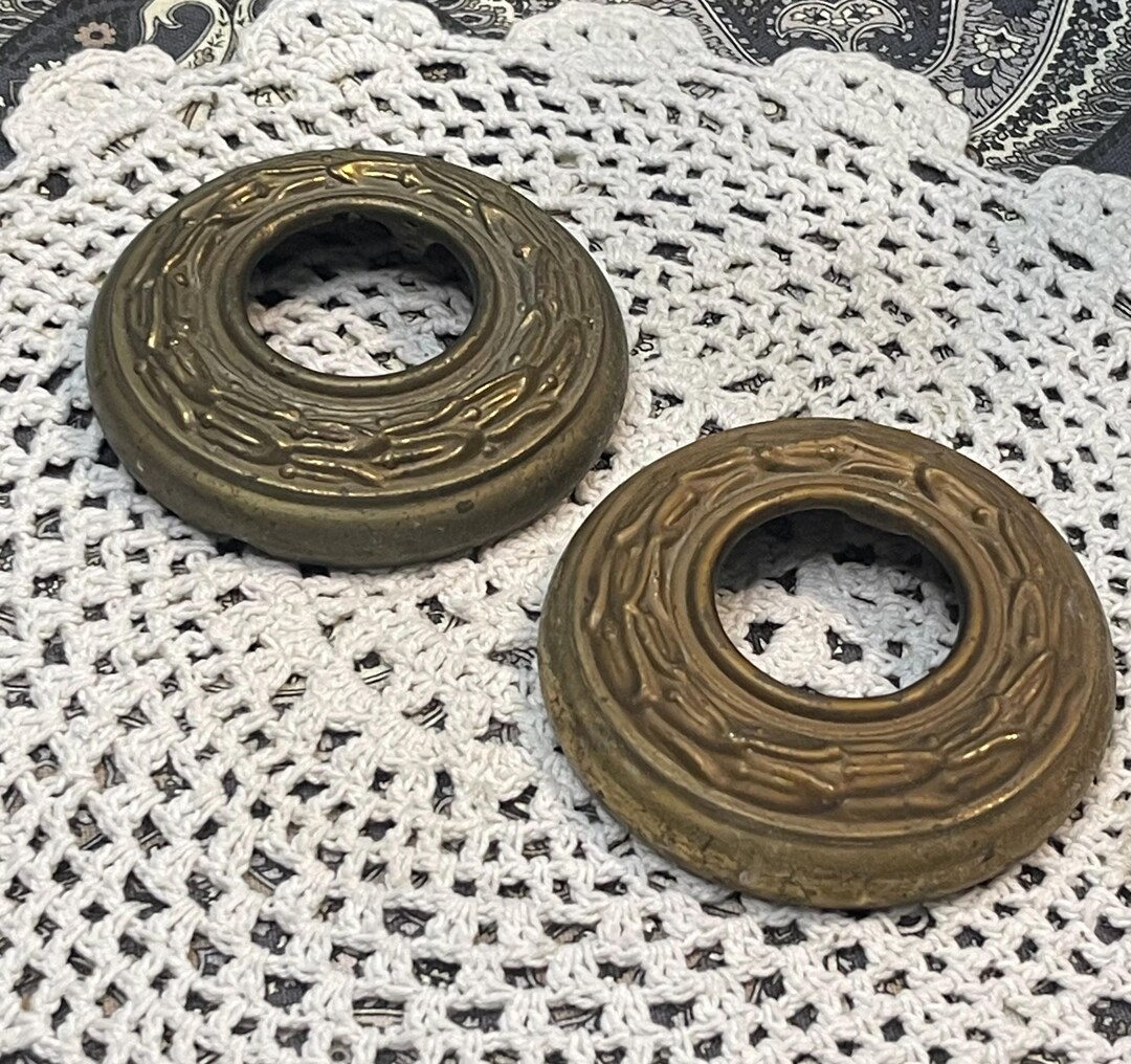 Antique Small Lightweight Brass Lamp Parts- Socket Covers - Set of 2 ...
