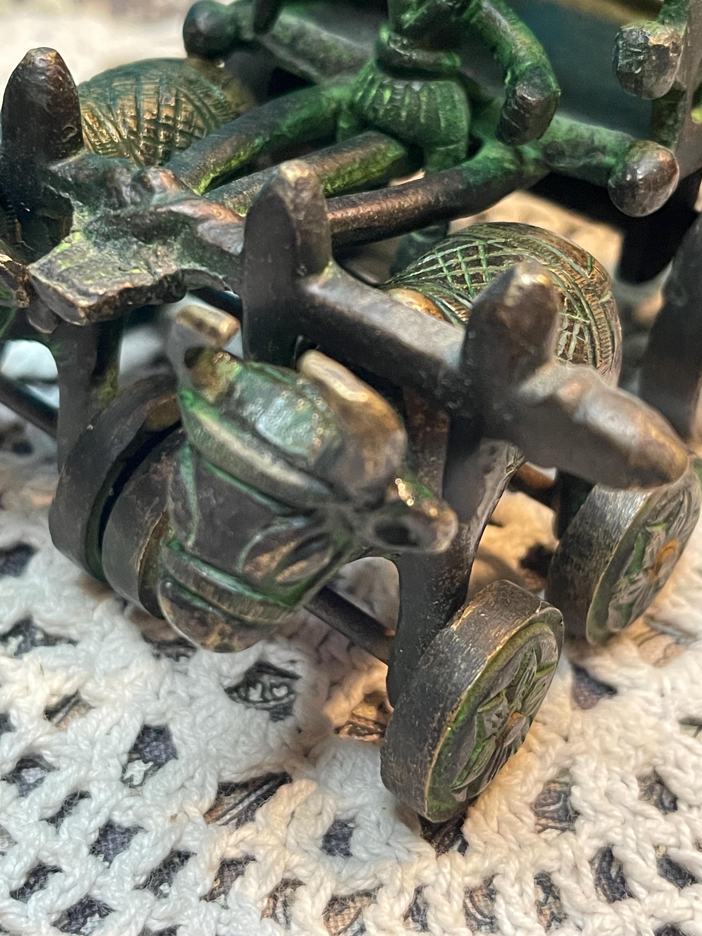 Antique or Vintage Bronze or Bronze Tone Bulls Pulling Cart Figurine ...
