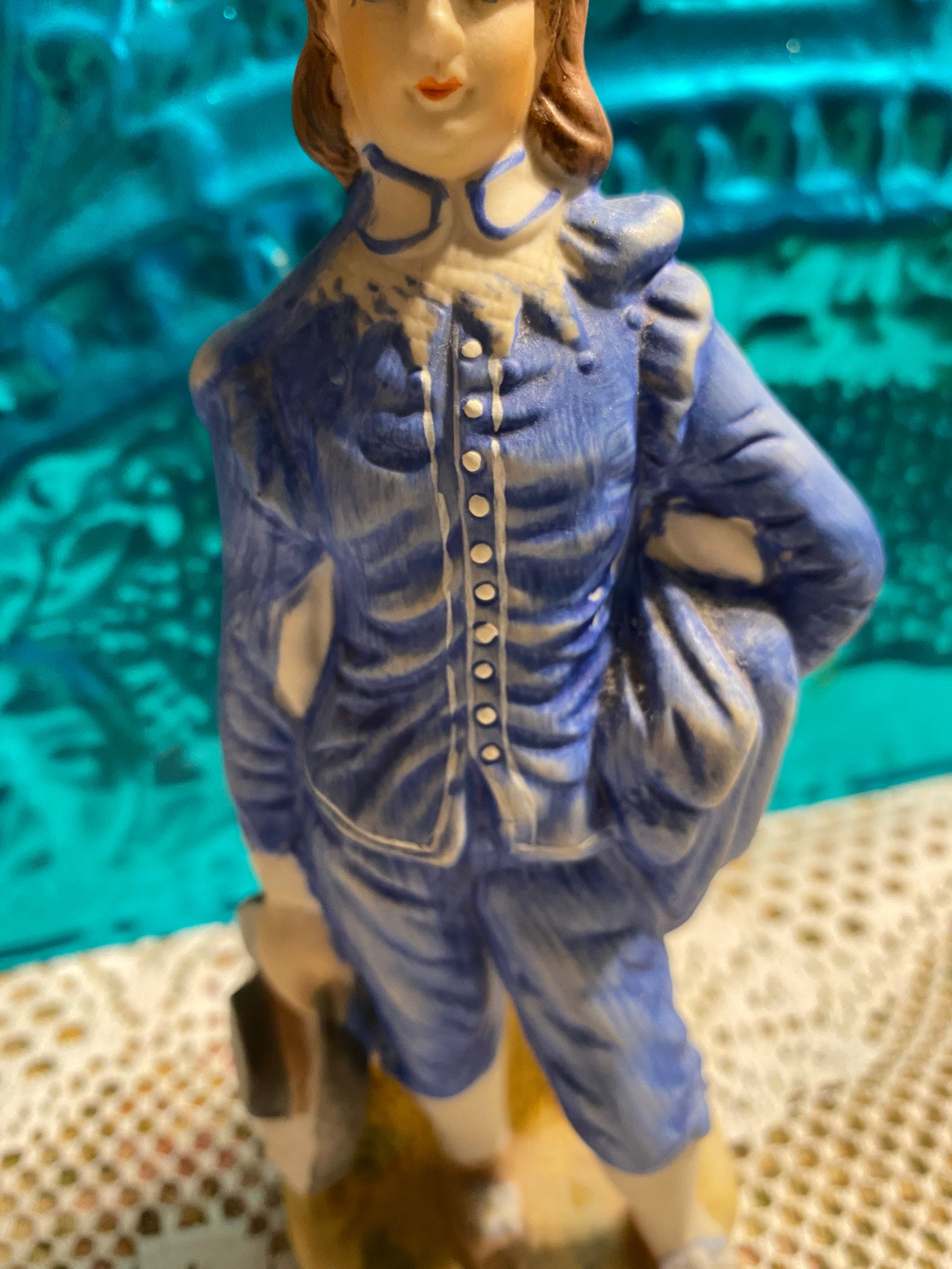 Vintage Blue Boy Ceramic Statue Figurine | Etsy