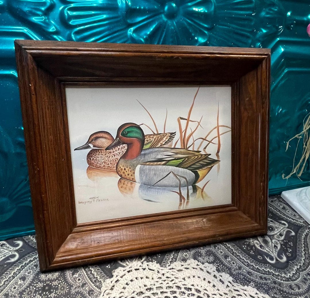 Vintage Aged Wood Frame With Duck Print - Etsy
