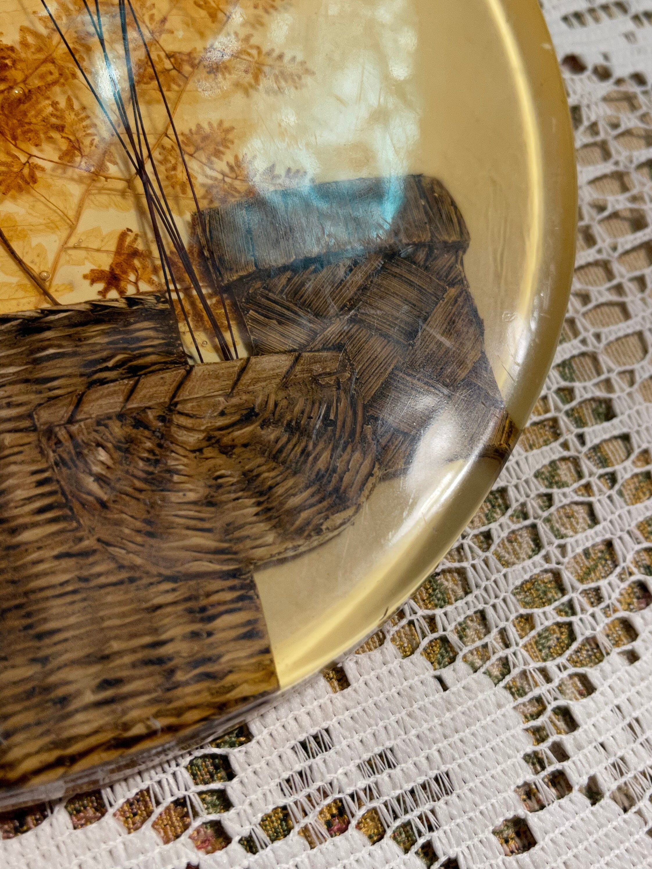 Vintage Lucite Trivet With Dried Flowers Cottage Decor | Etsy