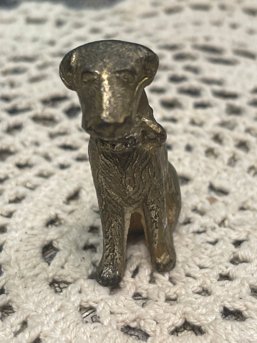 Vintage Small but Heavy Metal Dog Statue Aged - Etsy
