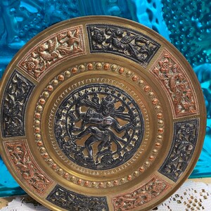 Vintage Embossed Brass Plate Shiva Lakshmi - Goddess With Copper ...