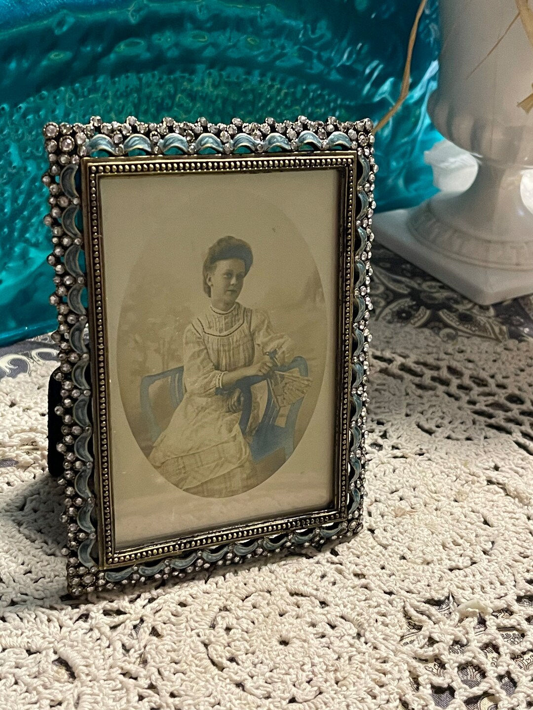 Antique Victorian Photo Postcard in Ornate Vintage Enameled ...
