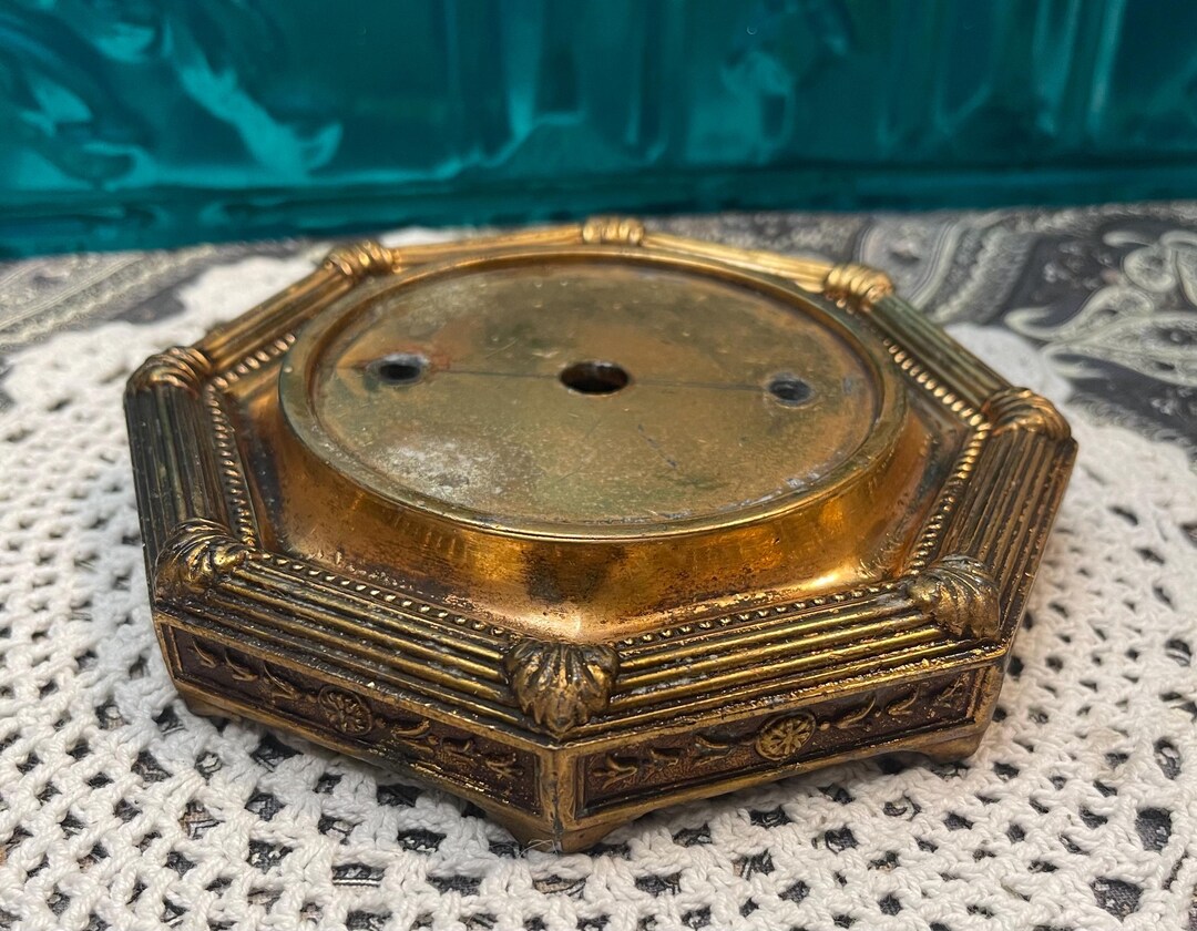 Antique Small Heavy Ornate Brass or Gold Tone Metal Lamp Base ...