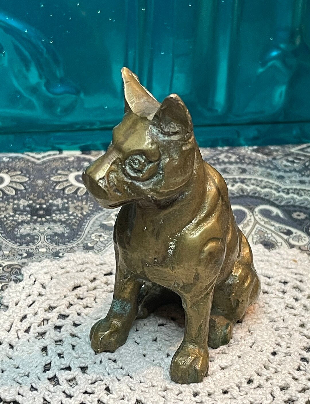 Vintage Small but Heavy Brass Dog Statue - Aged - Etsy