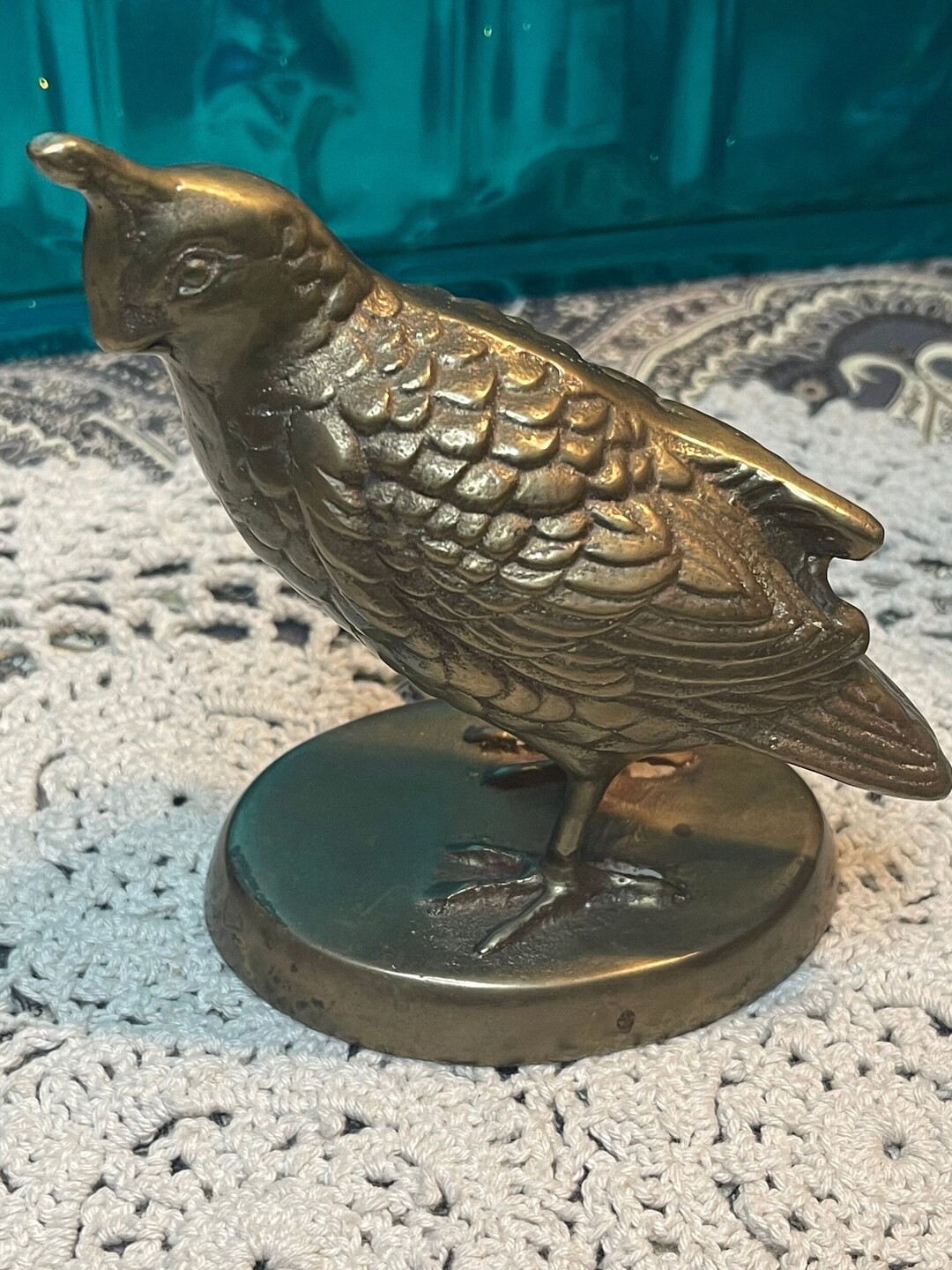 Vintage Brass Quail- Bird Statue - Etsy