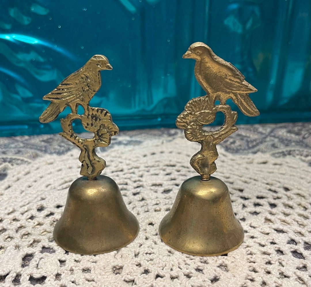 Vintage Brass Bird Bells - Aged Set of 2 Not Identical - Etsy