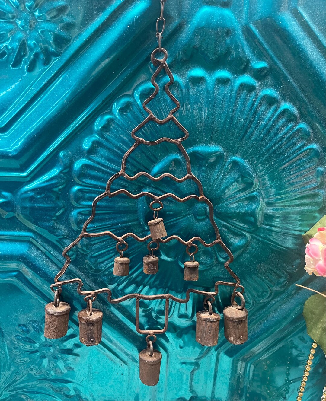 Vintage Rustic Rusted Metal Bells on Tree- Chime- Aged - Etsy
