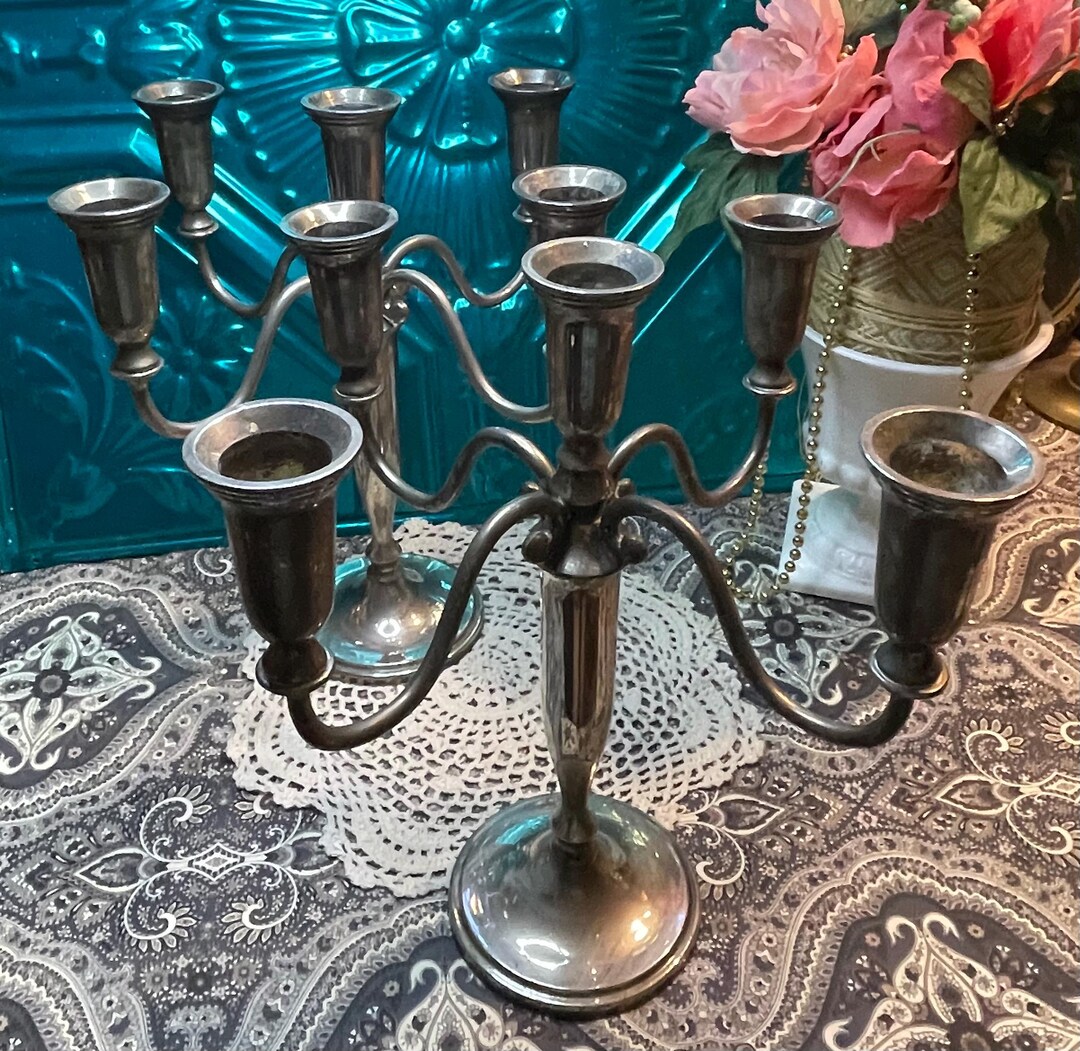 Vintage Set of 2 Silver Plated Candelabras Aged - Etsy