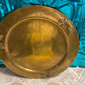 Vintage Large Brass Tray - Grape Design- Aged - Dented - Etsy