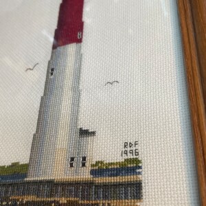 Vintage Wood Framed Needlepoint Petit Point Lighthouse No Hanger - Etsy