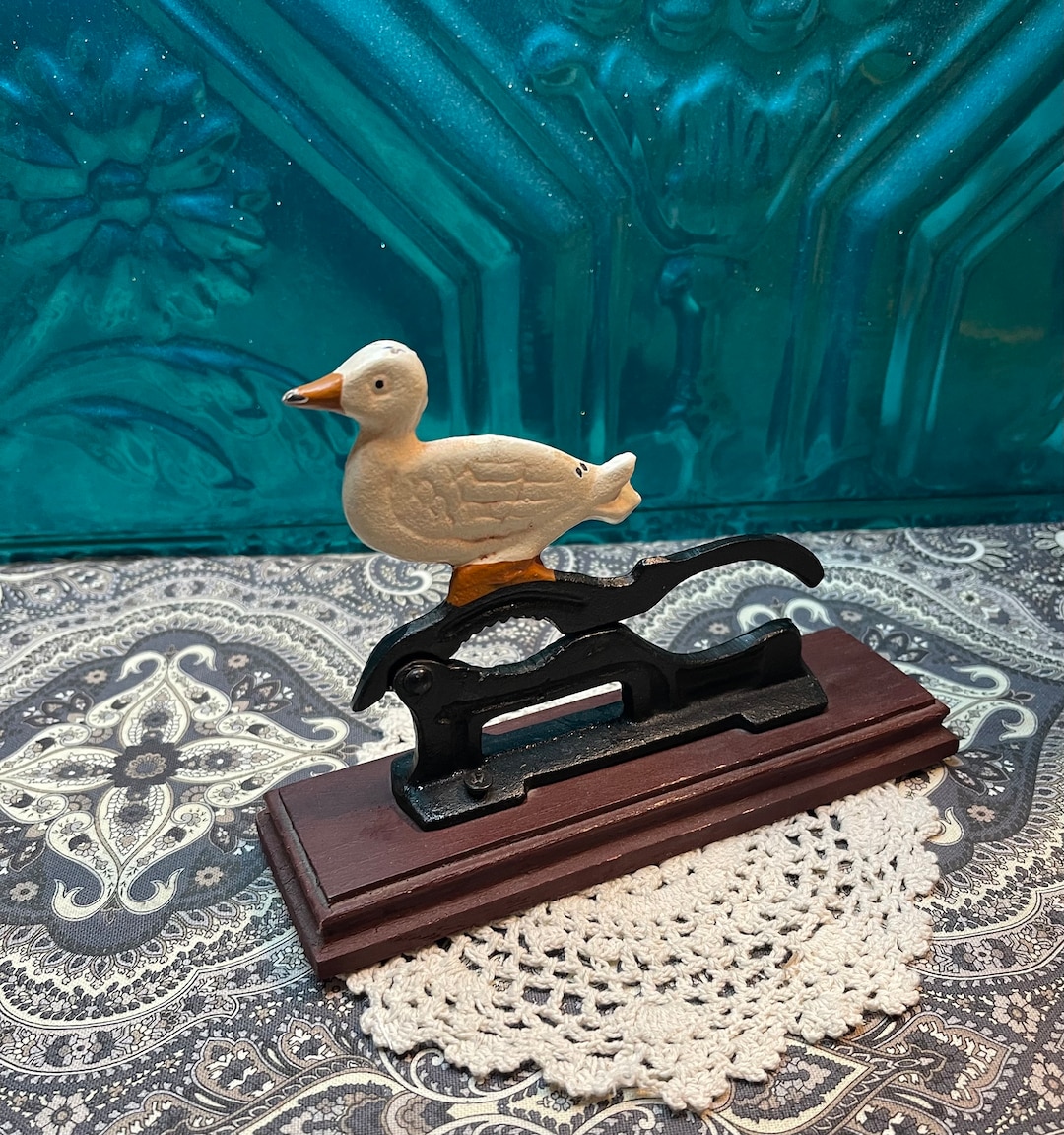 Vintage Cast Iron Duck Nut Cracker- on Wood Base- Aged - Etsy
