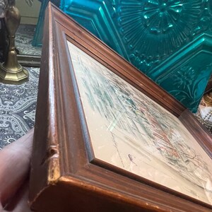 Vintage Large Wood Framed Lithograph Print of Building in Virginia ...