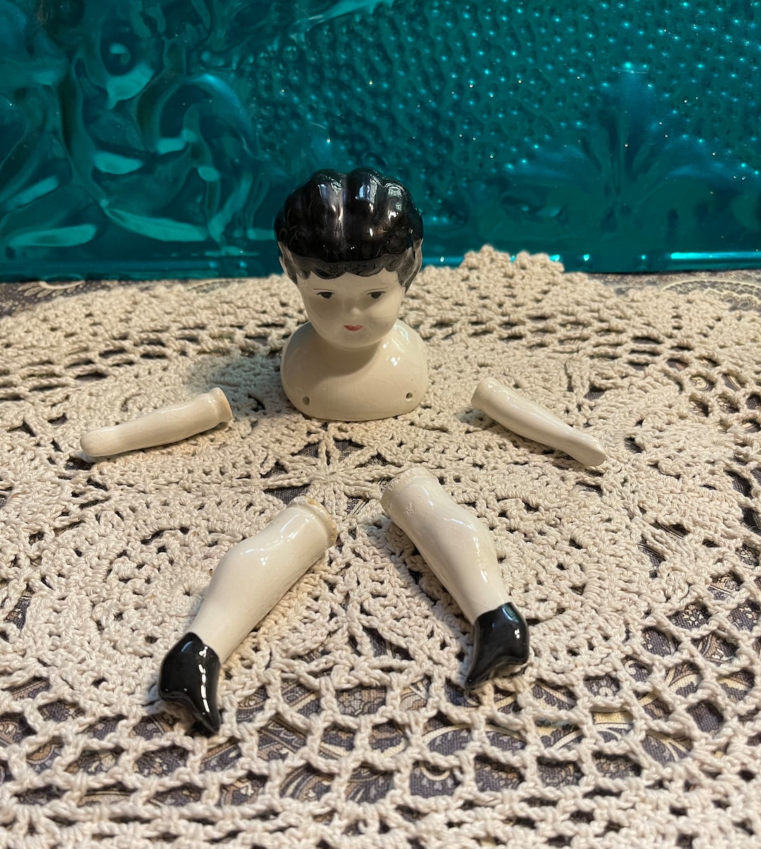 Vintage Ceramic Doll Head Arms Legs Doll Parts - Etsy