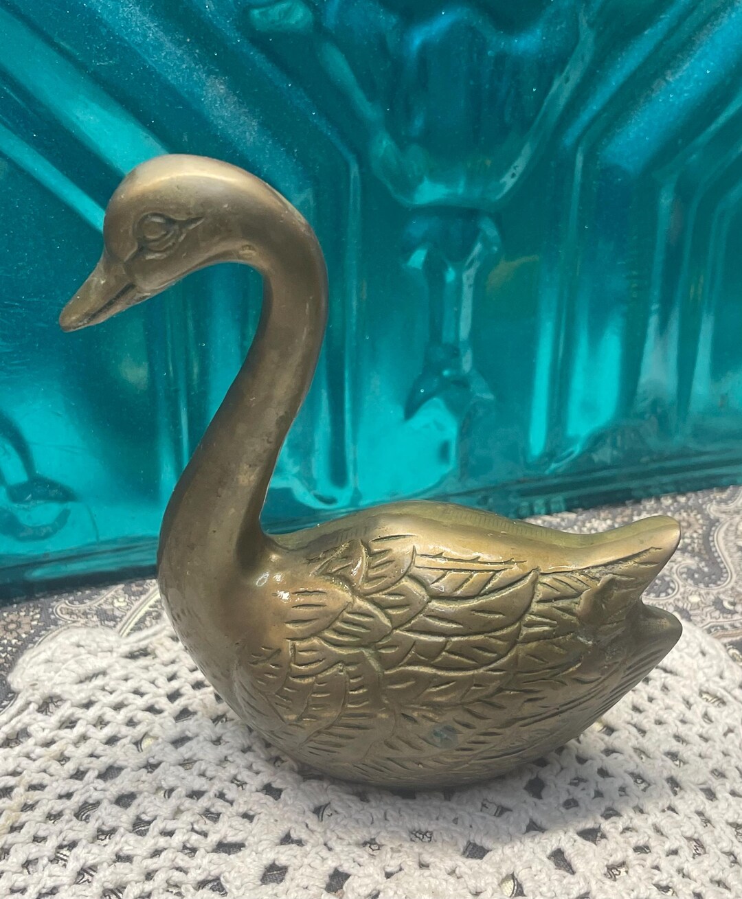 Vintage Aged Brass Swan 1.1 Lbs - Aged- Patina - Etsy