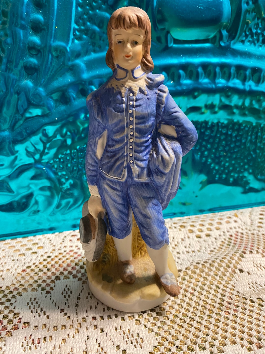 Vintage Blue Boy Ceramic Statue- Figurine - Etsy
