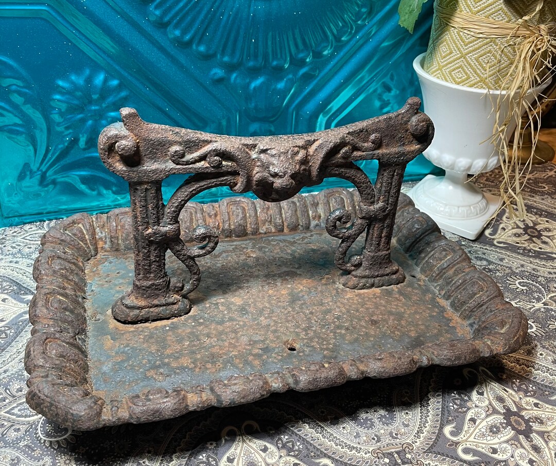 Antique Heavy Rustic Victorian Style Boot Scraper- Cast Iron- Lion Head ...